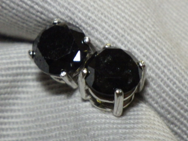 Black Diamond Stud Earrings, 4.17 Carats Appraised At 2,500.00 ...