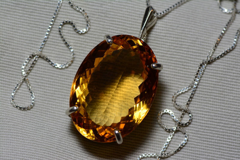 Citrine Necklace, Certified 46.36 Carat Citrine Pendant Appraised 2,300 ...