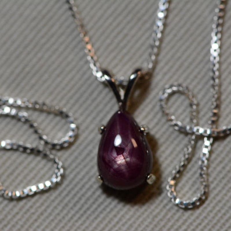 Star Ruby Necklace, Certified Genuine 3.03 Carat Star Ruby Cabochon ...