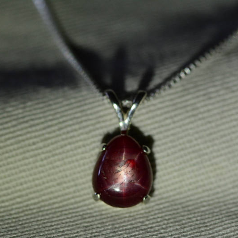 Star Ruby Necklace, Certified Genuine 3.63 Carat Star Ruby Cabochon ...