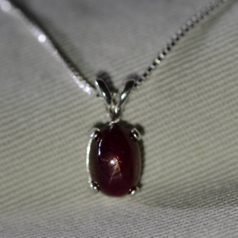 Star Ruby Necklace, Certified Genuine 3.68 Carat Star Ruby Cabochon ...