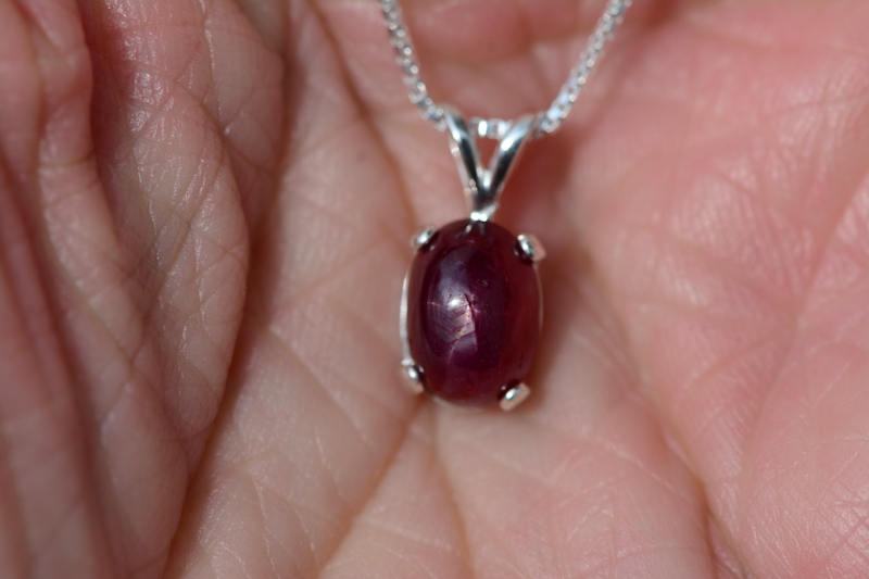 Star Ruby Necklace, Certified Genuine 3.68 Carat Star Ruby Cabochon ...