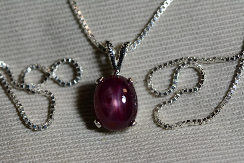 Star Ruby Necklace, Certified Genuine 3.84 Carat Star Ruby Cabochon ...