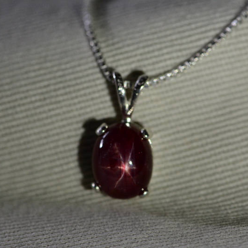 Star Ruby Necklace, Certified Genuine 3.84 Carat Star Ruby Cabochon ...