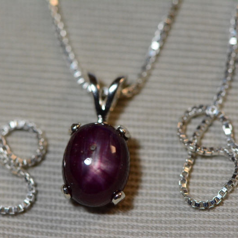 Star Ruby Necklace, Certified Genuine 4.04 Carat Star Ruby Cabochon ...