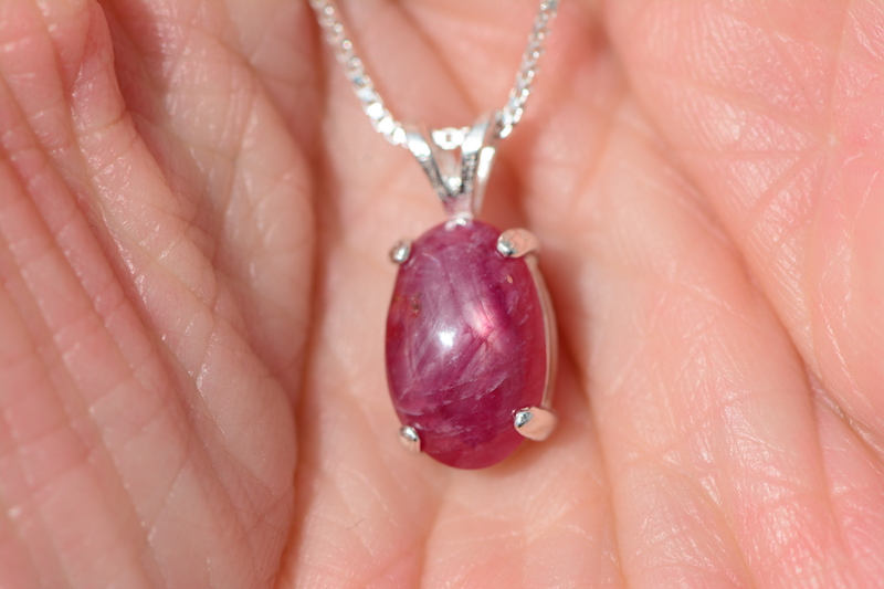 Star Ruby Necklace, Certified Genuine 4.05 Carat Star Ruby Cabochon ...
