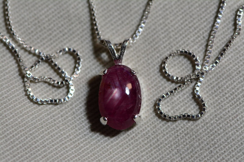 Star Ruby Necklace, Certified Genuine 4.05 Carat Star Ruby Cabochon ...