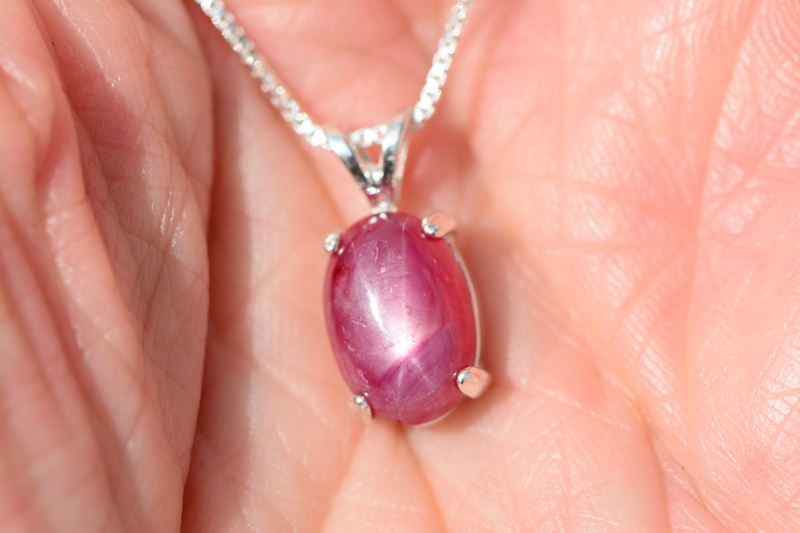 Star Ruby Necklace, Certified Genuine 4.44 Carat Star Ruby Cabochon ...