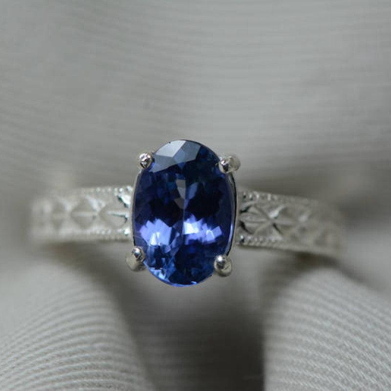 Tanzanite Ring, 2.19 Carat Tanzanite Solitaire Ring, Sterling Silver ...