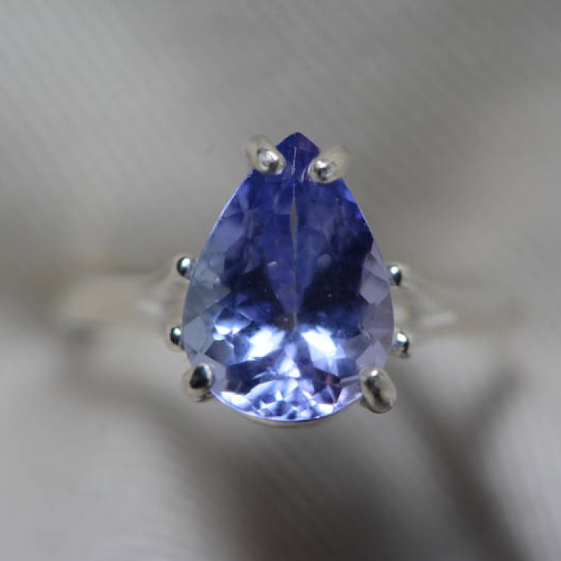 Tanzanite Ring, 3.01 Carat Tanzanite Solitaire Ring, Sterling Silver ...