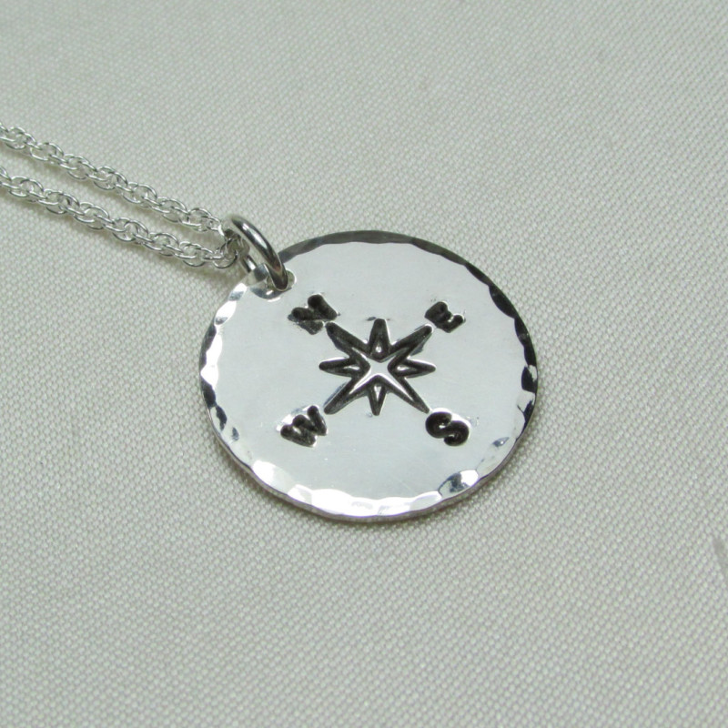 Compass Necklace Sterling Silver Personalize Necklace Graduation Gift ...