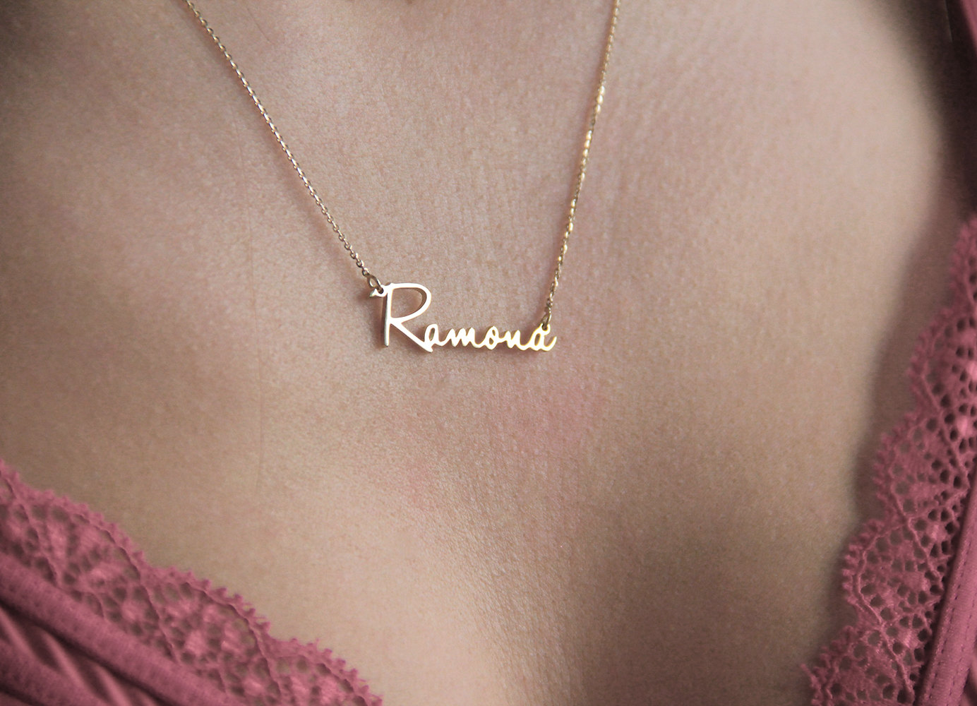 18k Gold Name Necklace, Solid Gold Name Necklace, 18k Gold Tiny Name ...