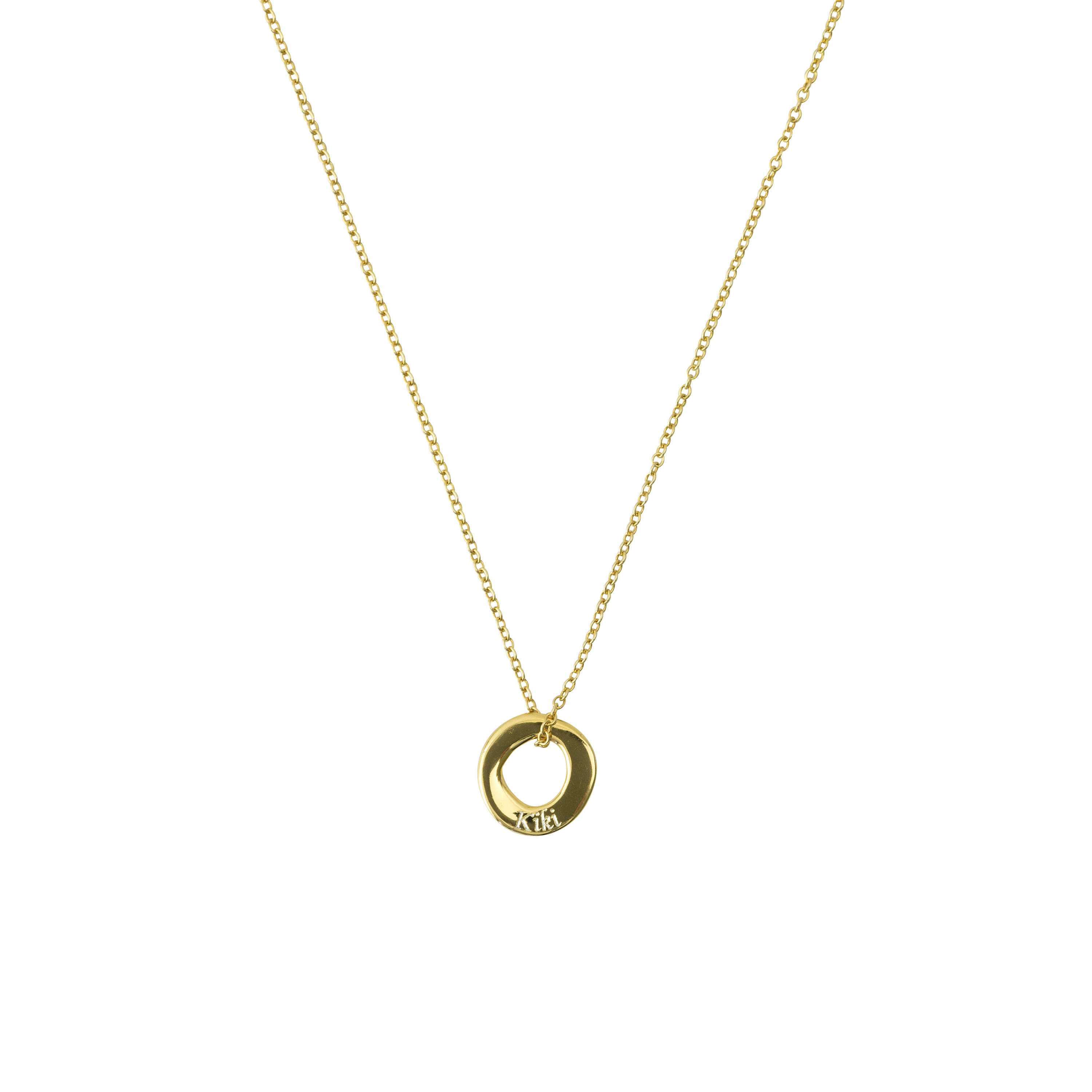 A Round Personalised Pendant, gold or silver, everyday necklace, simple ...