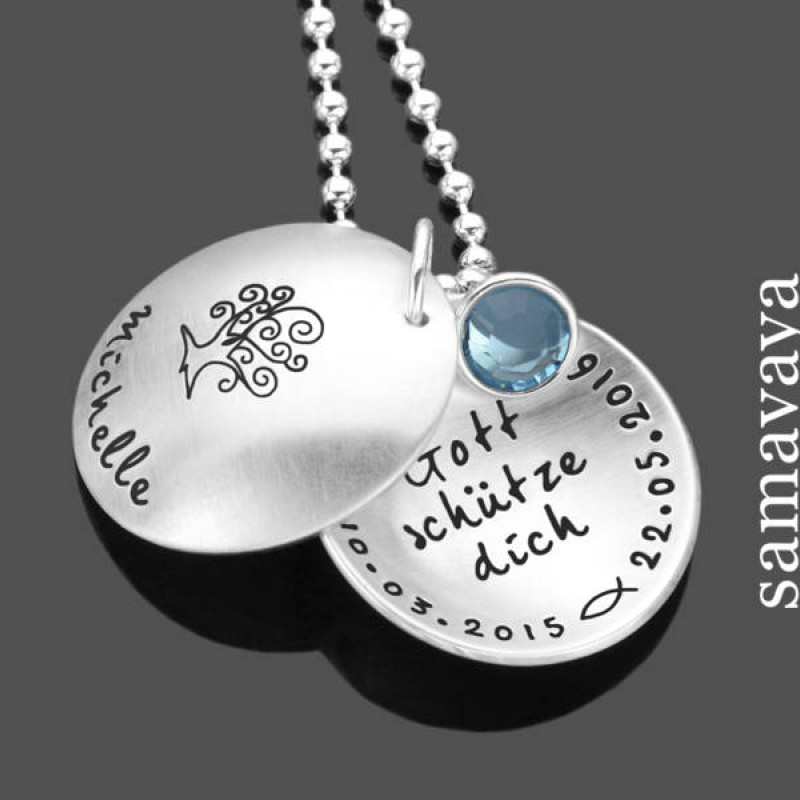 Baptism chain to the baptism of 925 Silver necklace engraved with tree ...