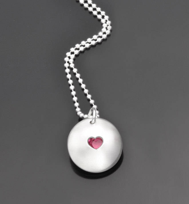 Baptism chain with name and birth stone heart 925 silver name Necklace ...