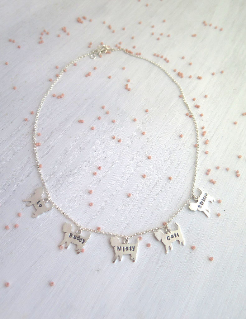 Custom cat necklace, custom name necklace. sterling silver cat necklace ...