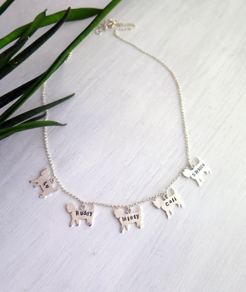 Custom cat necklace, custom name necklace. sterling silver cat necklace ...