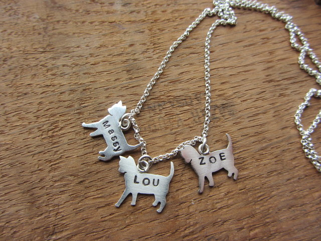 Custom cat necklace, custom name necklace. sterling silver cat necklace ...