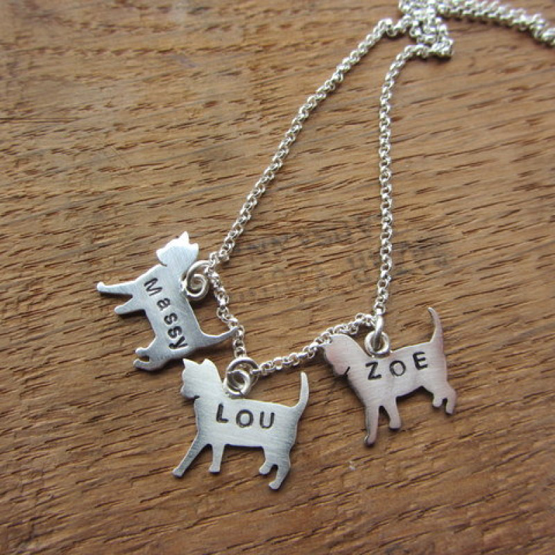 Custom cat necklace, custom name necklace. sterling silver cat necklace ...