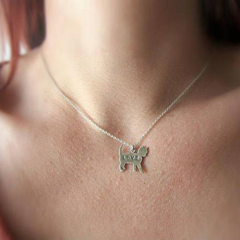 Custom cat necklace, custom name necklace. sterling silver cat necklace ...