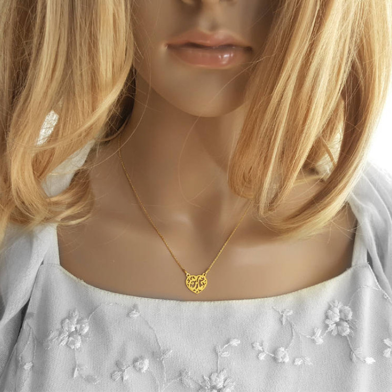 Dainty Gold Plated Necklace, Z Necklace, Heart Necklace Monogram Z ...