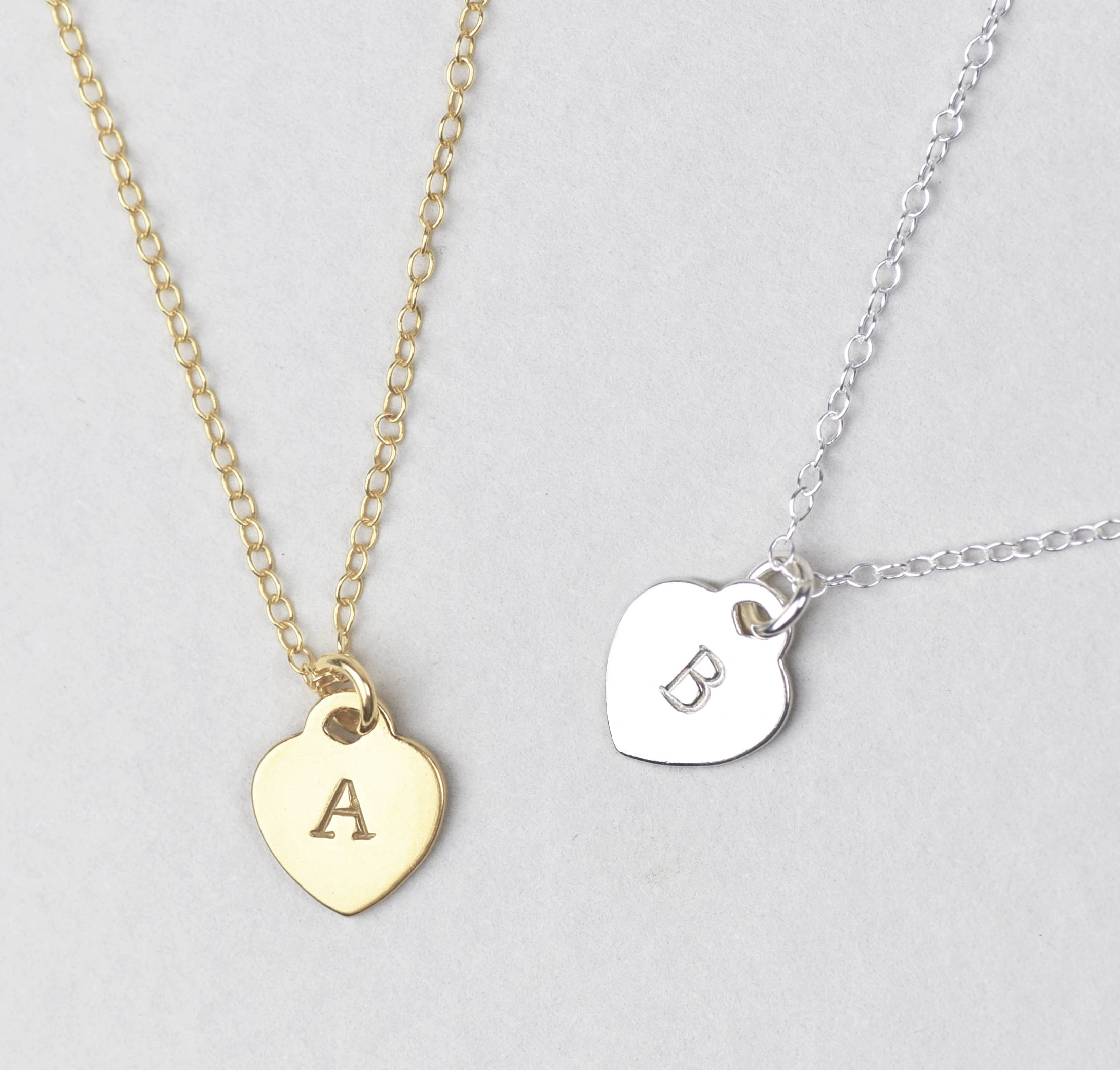 Dainty Heart Initial Necklace - Sterling Silver Heart Necklace - Gold ...