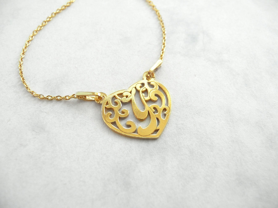 Filigree Letter Y Necklace, Heart Design, Initial Necklace Y, Alphabet ...