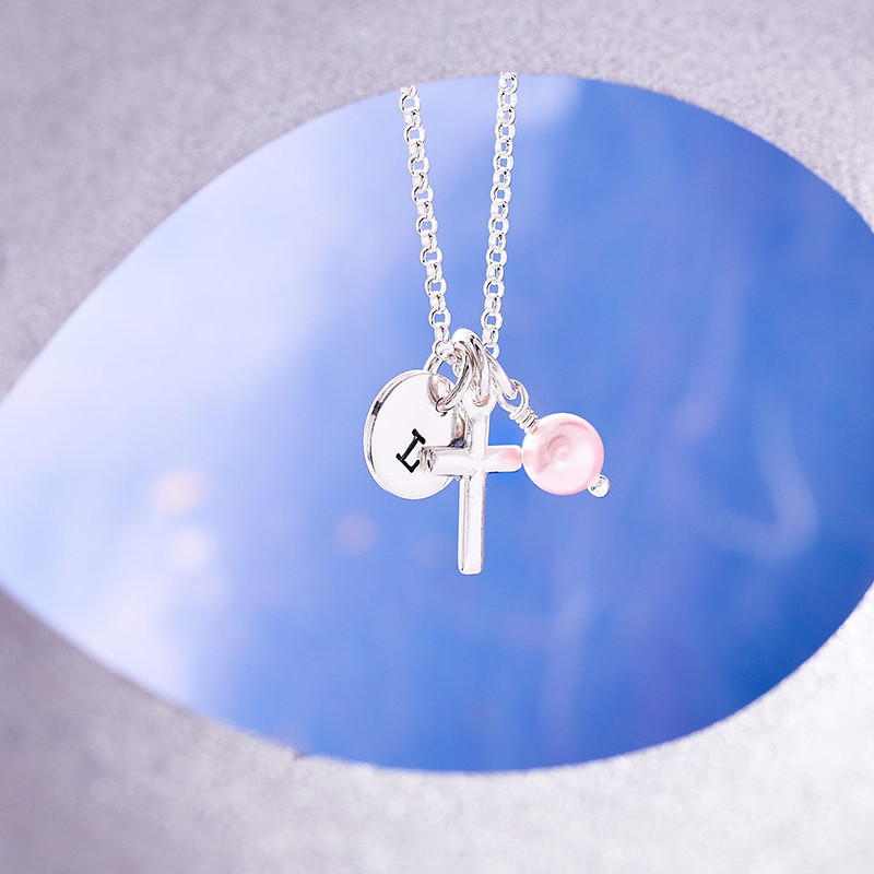 1st Holy Communion or Confirmation Necklace with Cross and Disk Charms ...