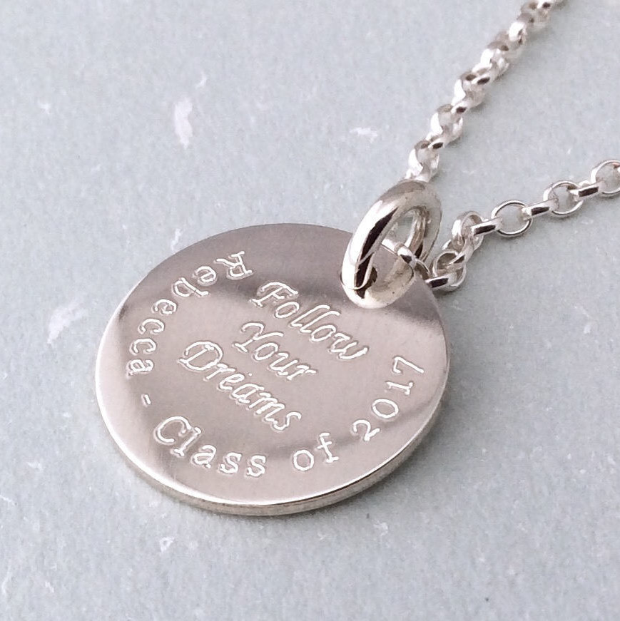 Personalized Sterling Silver Necklace for Graduation - Custom Engraved Gift
