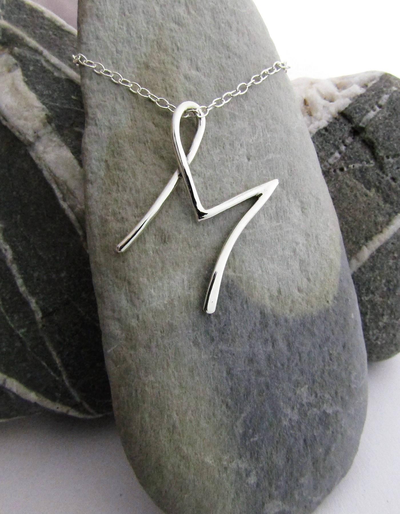 Letter M Necklace | Silver Letter M Pendant | Initial M Necklace ...