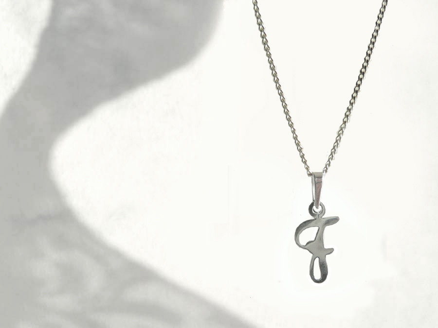 Modern Necklace F, Alphabet Letter Pendant, 925 Sterling Silver ...