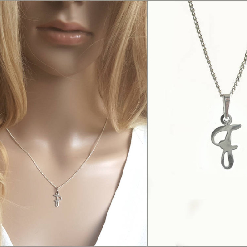 Modern Necklace F, Alphabet Letter Pendant, 925 Sterling Silver ...