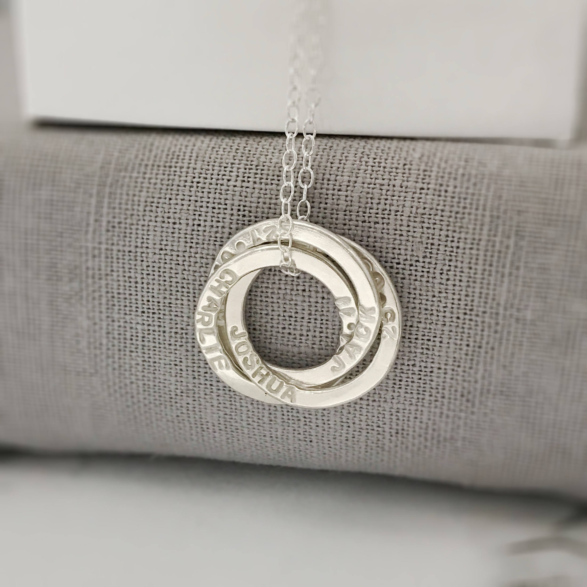 Personalised Russian Ring Necklace | Sterling Silver Three Ring ...