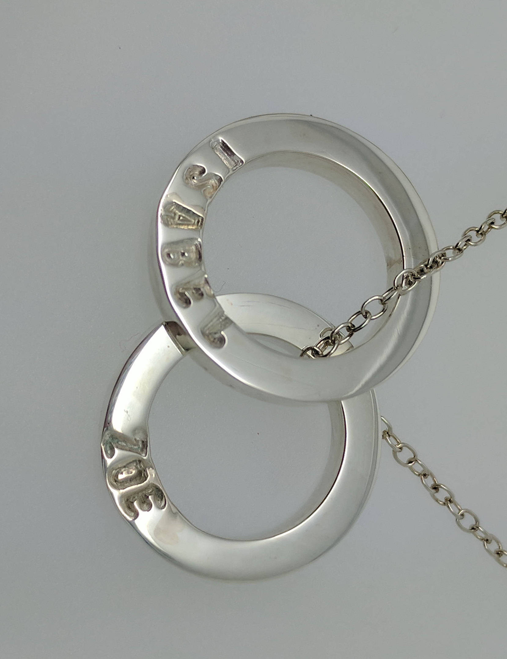 Personalised name loop, Sterling silver loop, Personalised loop pendant ...