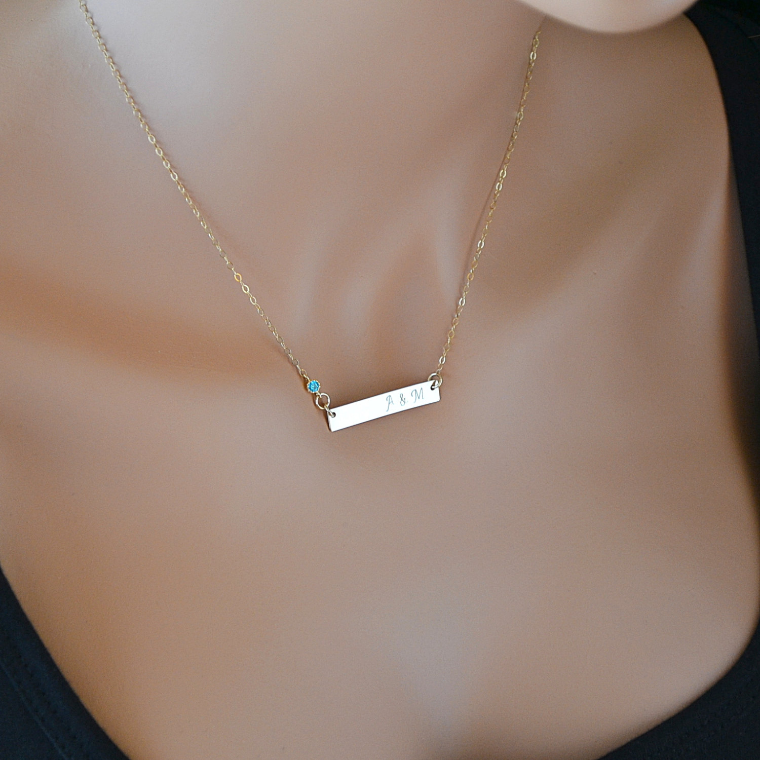 Personalized Necklace, Bar Necklace, Gold Initial Bar Necklace, Gold ...