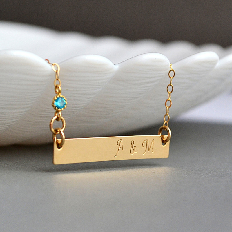 Personalized Necklace, Bar Necklace, Gold Initial Bar Necklace, Gold ...