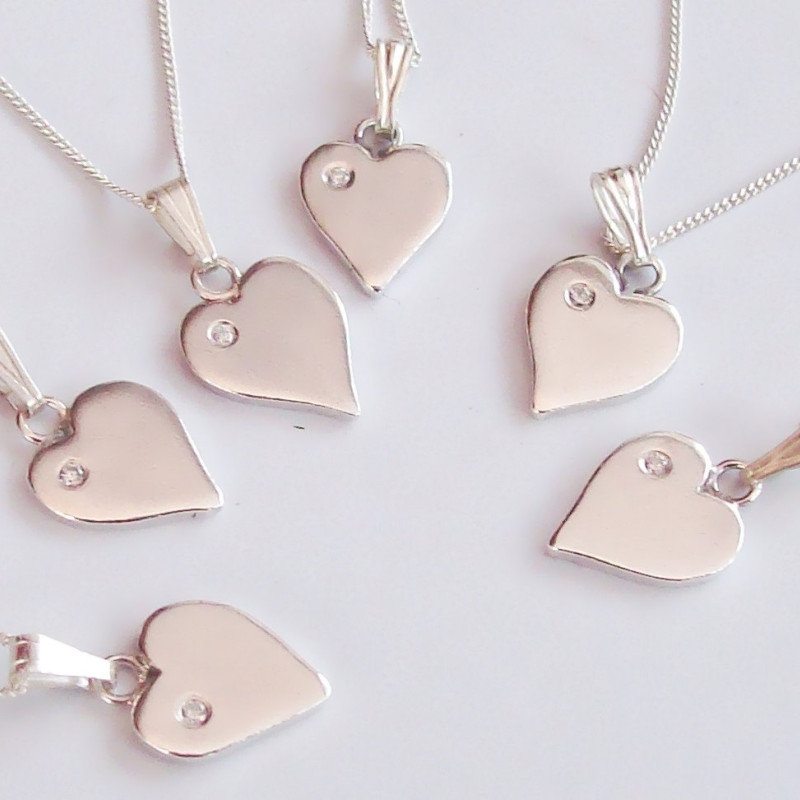 Silver Heart Necklace with Cubic Zirconia , personalization offered ...
