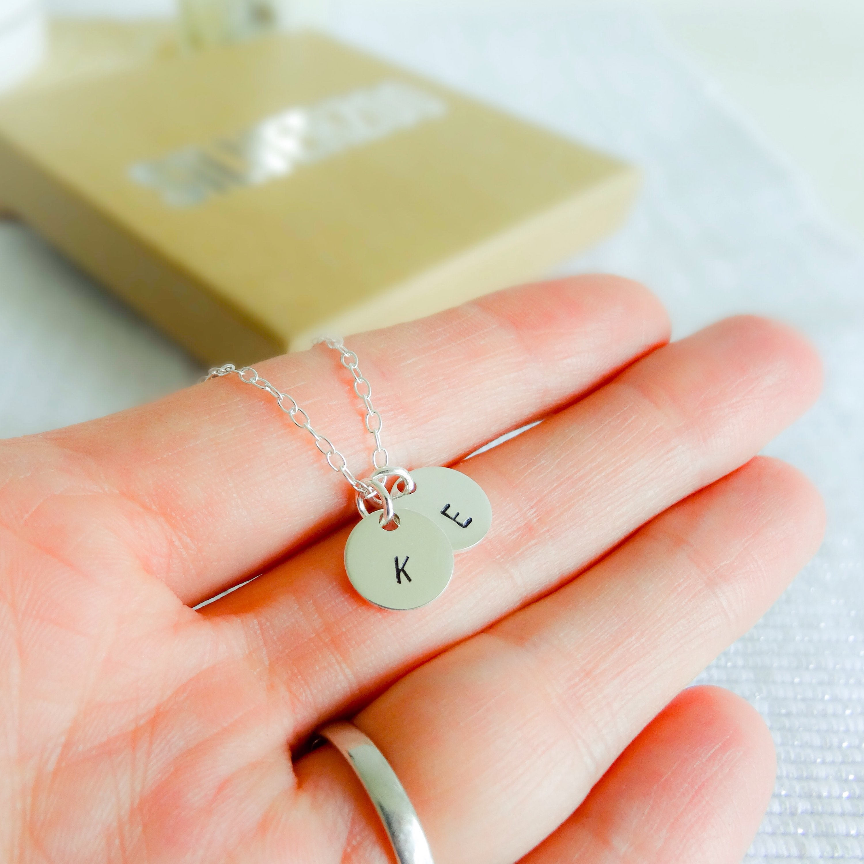 Silver initial necklace - sterling silver initial necklace, everyday ...