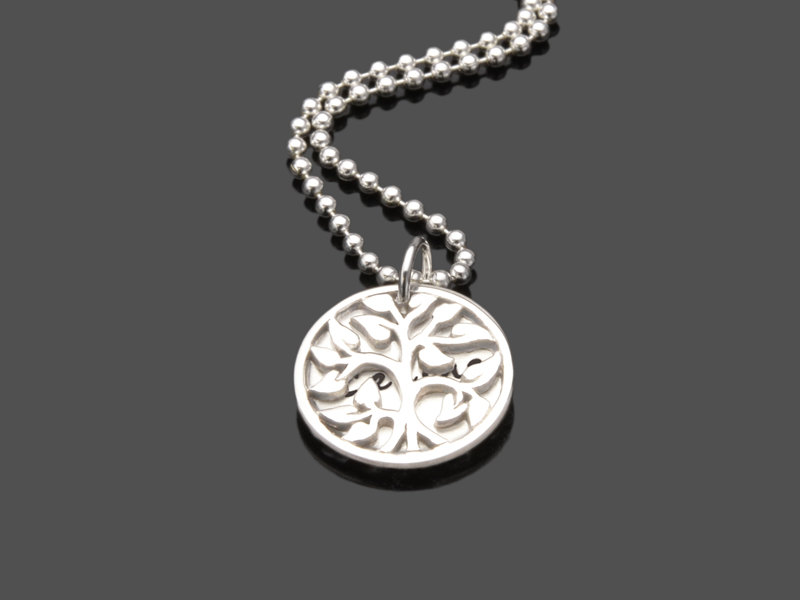 TINY FAMILY TREE 925 Silver Chain silver name necklace with engraving ...