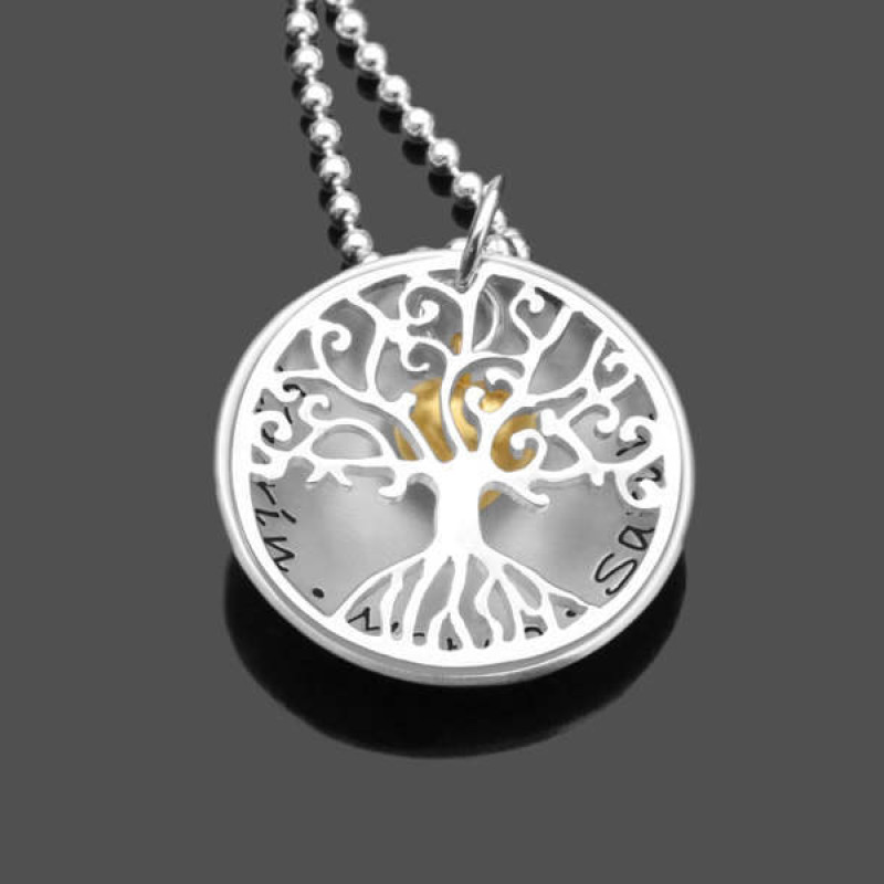 Tree of life TREE chain OF LOVE Gold 925 Silver engraved family name ...
