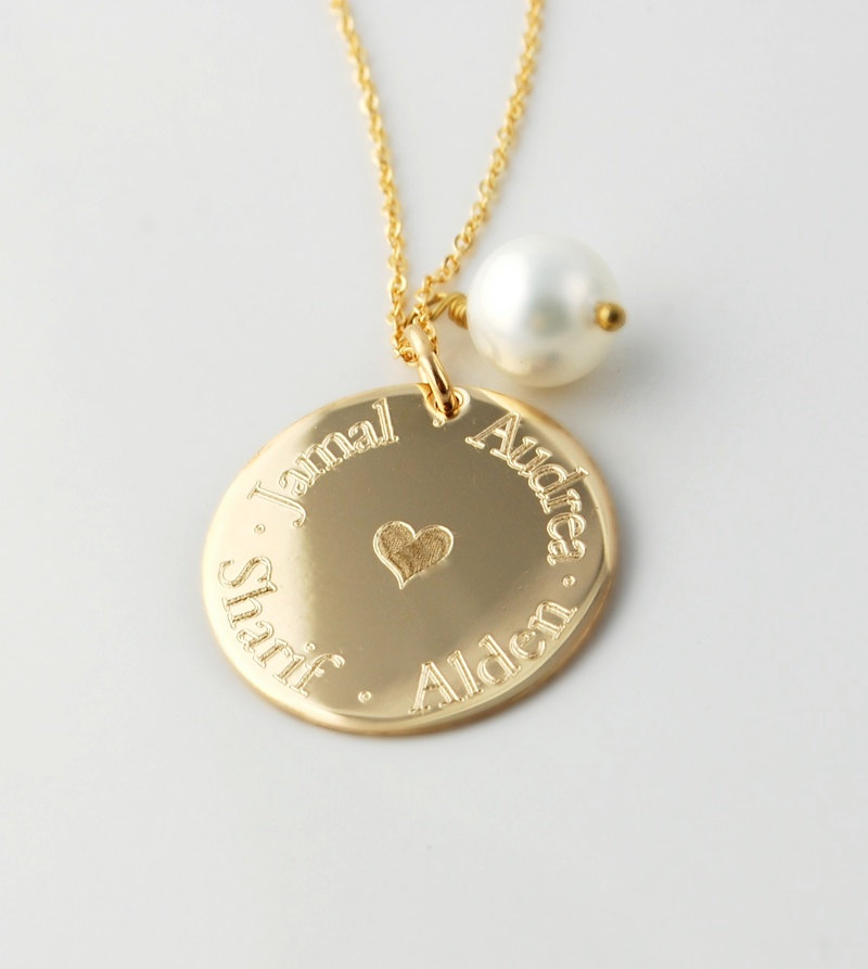 Gold or silver Generations Family tree necklace & lustrous cultured ...