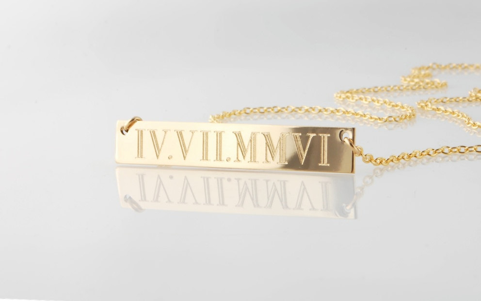 Roman Numeral horizontal monogram bar charm nameplate personalized ...