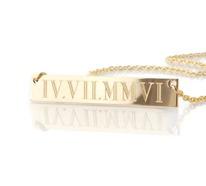 Roman Numeral horizontal monogram bar charm nameplate personalized ...