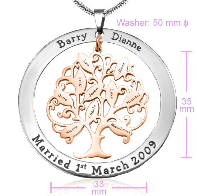 Personalised Tree of My Life Washer 10 - Two Tone - Rose Gold Tree ...