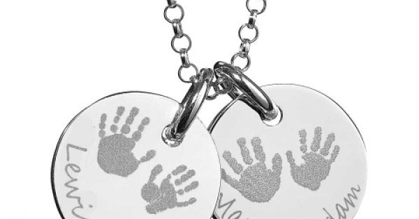 Large Engraved Handprint Necklace For Children - All Birthstone™