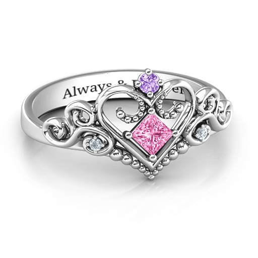 Fairytale Princess Tiara Ring with Blue Topaz (Simulated) Stones - All ...