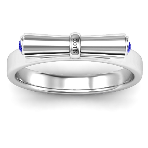 Sterling Silver Diploma Scroll Graduation Ring - All Birthstone™