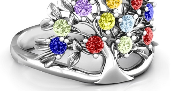 Sterling Silver Family Tree Ring - All Birthstone™