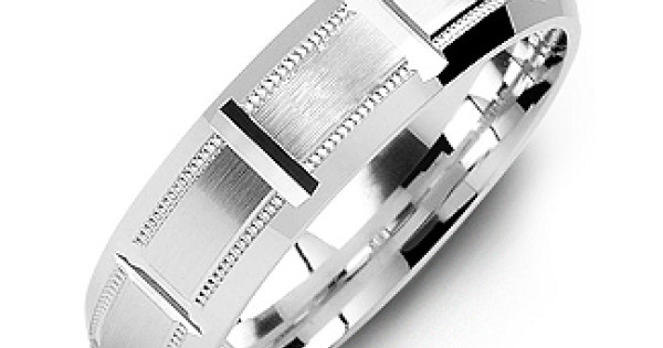 Sterling Silver Horizontal-Cut Men's Ring with Beveled Edge - All ...