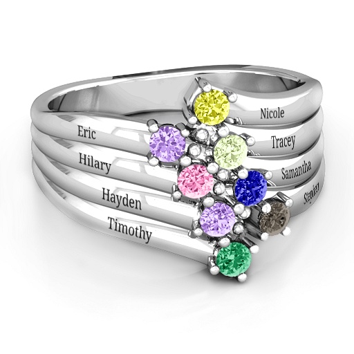 Sterling Silver Hydra Multi-Wave Ring - All Birthstone™